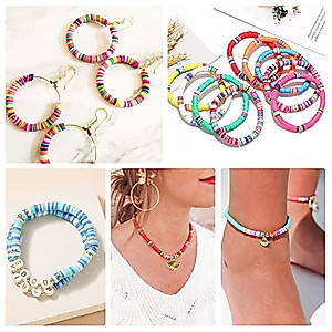 QUEFE 10800pcs Clay Beads Kit for Bracelet Making 72 Colors Flat Round Polymer Clay Beads Spacer Heishi Beads Jewelry Making with Pendant Charms Kit Letter Beads Elastic Strings