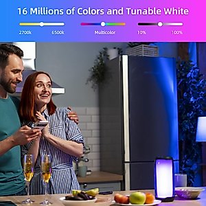 OPPLE Smart Light Bulbs, 60W Equivalent WiFi Bluetooth Dimmable LED RGB Light Bulbs, Full Color Changing Smart Light Bulb Compatible with Alexa & Google Assistant, 9W 800 Lumens 2.4 GHz, Wi-Fi, 2 Pack