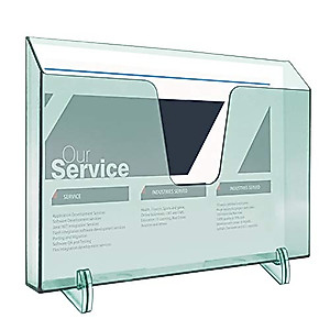 Acrimet Pocket File Holder Horizontal Design Brochure Display (for Wall Mount or Countertop Use) (Removable Supports Included) (Letter Size) (Clear Green Color)