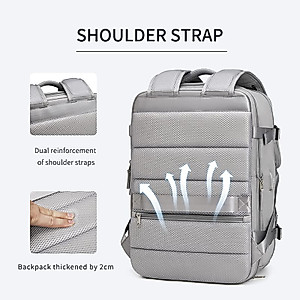 INFEYLAY Women Travel Backpack,16 Inch Expanded 39L USB Charging Business Laptop Backpack with Shoe Bag,waterproof hiking outdoor Backpack (grey)