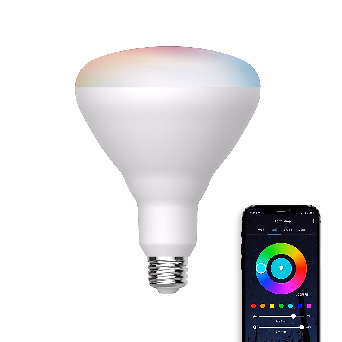 Satco S11284 Starfish WiFi-Control BR40 LED Color-Changing and Tunable White Smart Light Bulb, 12 Watts, 2700K-5000K
