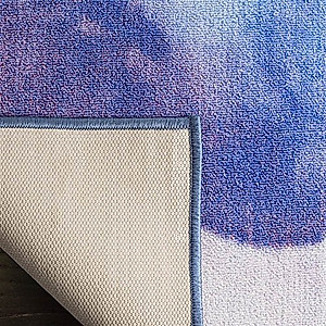 SAFAVIEH Paint Brush Collection Area Rug - 6'7" x 9', Blue & Lavender, Non-Shedding Machine Washable & Slip Resistant Ideal for High Traffic Areas in Living Room, Bedroom (PTB120C)