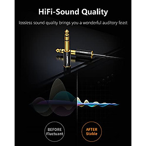 ANDTOBO 1/4''(6.35mm) Male to 1/8'' (3.5mm) Female Stereo Audio Jack Pure Copper Adapter for Headphone, Amp, 1 Pack-Black