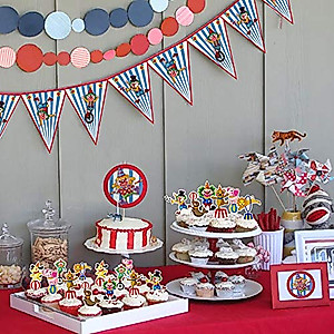48 Pieces Circus Animal Cupcake Topper for Carnival Themed Baby Shower Kids Birthday Party Favor Supplies Lion Bear Elephant Cake Decorations