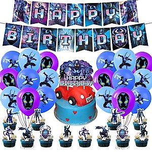 Blue Beetle Birthday Party Decoration, Include Beetle Superhero Theme Birthday Banner, Cake Topper, Latex Balloons, for Jaime Reyes Theme Fans, Kids Birthday Party Supplies, Baby Shower