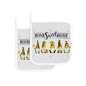 2 PCS Pot Holders for Kitchens Counter, Honey Gnomes Bee Comb Heat Insulated Podholders Oven Hot Pads for Cooking BBQ Baking Heat Proof Mat Spring Sweet Home White Daisy Floral Flower