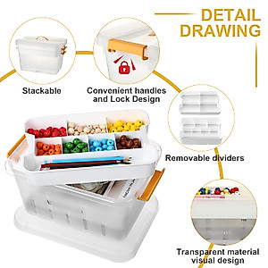 RimCereal 2 Pcs 28 Qt Storage Box with Removable Tray Clear Plastic Storage Container with Lid for Seasonal Decor Office Art Craft Sewing Utility Box(Single Layered)