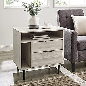 Walker Edison Modern Wood Nightstand Side Table Bedroom Storage Drawer and Shelf Bedside End Table, 25 Inch, Birch