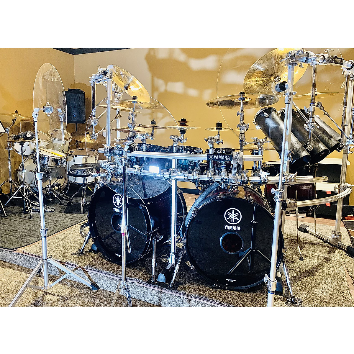 DistinctAndUnique 22 inch - 3 Pack Crystal Clear Acrylic Drum KIT Baffle - Muffles Live Recording Standard Mounting On All Cymbal Stand Performance Shields Sound Barrier
