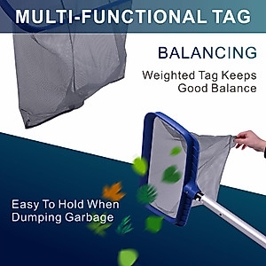 POOLAZA Pool Skimmer Net, Larger Capacity Pool Net Skimmer with Durable Deep Net, Sturdy Frame Pool Nets for Cleaning, High-Efficiency Pool Leaf Net with Easy Scoop Edges