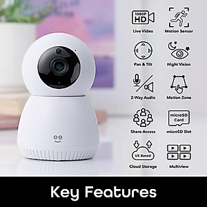 Scope 1080p HD Smart Auto-Tracking Security Camera, White