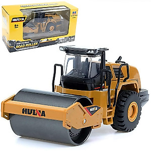 Gemini&Genius Road Roller Truck Toy for Kids, 1/50 Large Grader Construction Vehicle Road Planer Vehicle Toy, Asphalt Drum Compactor Alloy Model Toy Collection, Play or Display for Kids