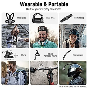 NEEWER 50 in 1 Action Camera Accessory Kit, Compatible with GoPro Hero11 hero10 Hero9 Hero8 7 GoPro Max GoPro Fusion Insta360 Osmo Action AKASO APEMAN, Gray Storage Case Included