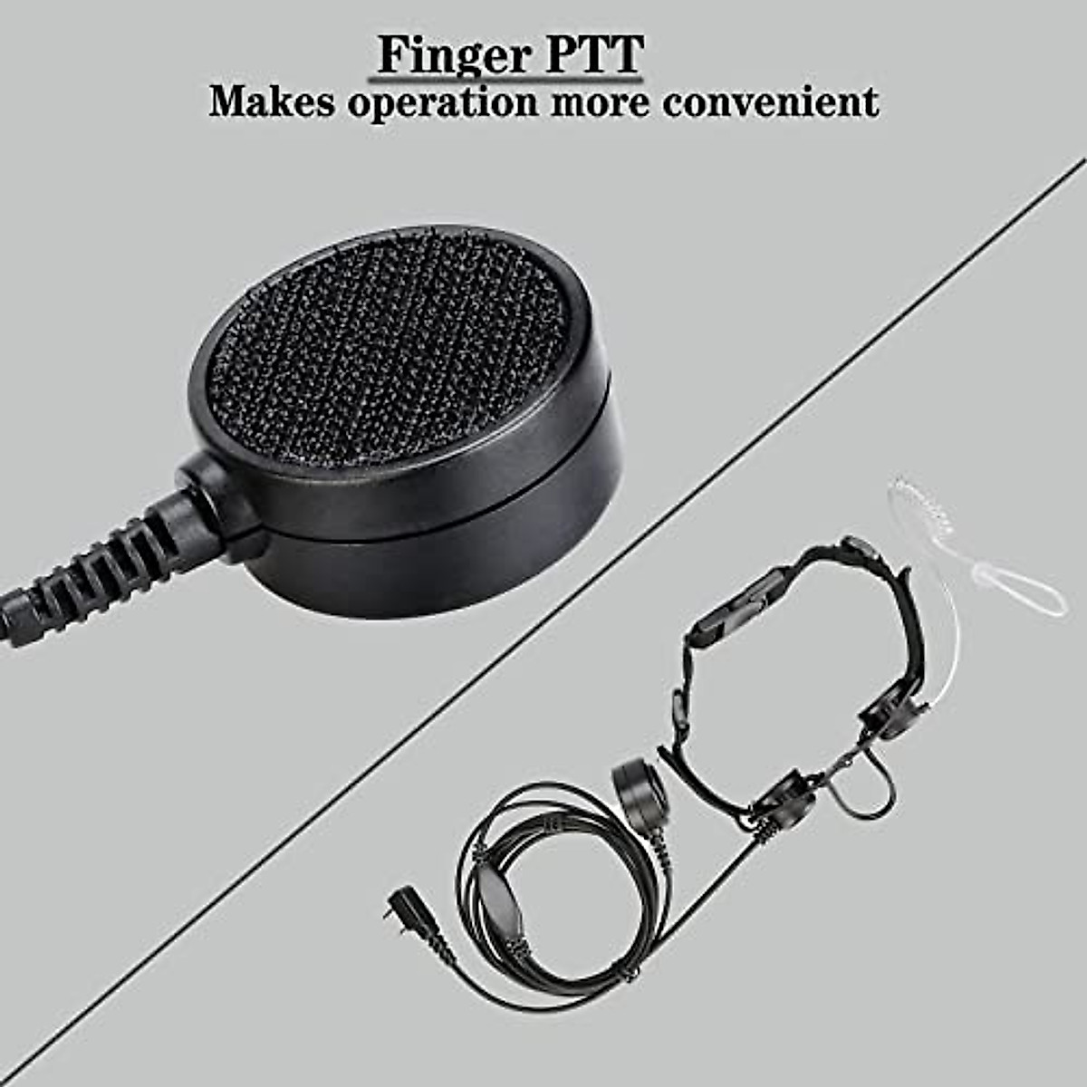 Retevis Adjustable Throat Mic Walkie Talkies Earpiece with Mic 2 Pin, Compatible RT22 RT21 H-777 RT68 RT22S H-777S Baofeng UV-5R pxton Walkie Talkie, Acoustic Tube Two Way Radio Headset (1 Pack)