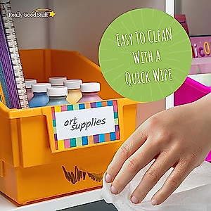 Really Good Stuff Chapter Book Library Bins with Dividers, 8¾" x 13½" x 7¾" - 4 Pack, Neon | Plastic Shelf Bin Organizer for Classroom Library, Book Organization, Documents, Files, Magazines