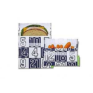 Lunchskins Reusable 2-Pack Bag Set, Navy Numbers (1 Sandwich + 1 Snack)