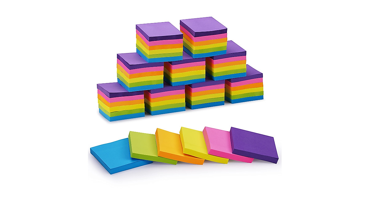 Ezzgol Sticky Notes Bulk Pack - Bright Colors, 3x3 Inches, 6000 Sheets