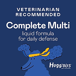 HUGGIBLES All-in-One Multi Liquid Multivitamin for Dogs and Cats – Daily Supplement with Digestive, Immunity, Allergy & Skin & Coat Support, Mobility Support – Antioxidant Blend for Longevity, 2oz
