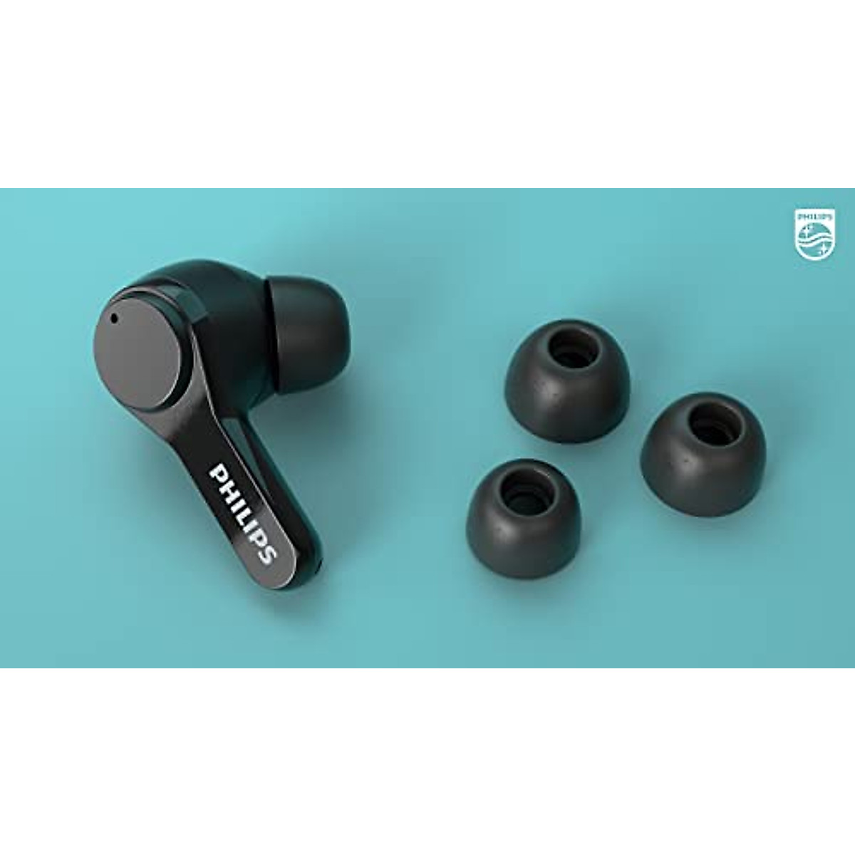 Philips T3217 True Wireless Headphones with Dual-mic Environmental Noise Cancellation for Clear Calls and IPX5 Water Resistance, Black (TAT3217BK/00)