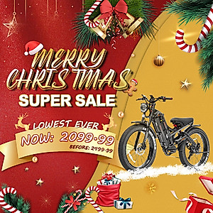 eAhora Romeo Pro Peak 1600W 60Ah Electric Bike for Adults, 100-200Miles+ Long Range Electric Bike, 34Mph 26" Fat Tires Electric Mountain Bike with Full Suspension Dual Hydraulic Brakes