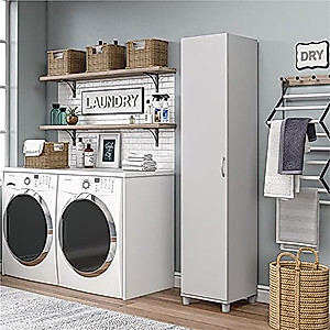 Pemberly Row Transitional 16" Utility Storage Cabinet in Dove Gray
