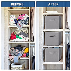 STORAGE MANIAC Storage Cubes, 11 Inch Collapsible Storage Bins with Handles, 6 Pack Fabric Foldable Bins for Organization, Durable Storage Bins for Closet, Shelves, Offices, Toys, Grey