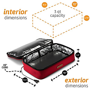 HotLogic 16801170-RD Food Warming Tote Casserole Carrier Plus 120V, Red