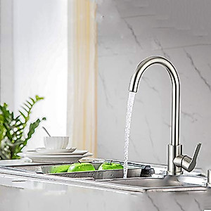 Kitchen Sink Faucet Mix The Faucet for Single Handle Hot and Cold 304 Stainless Steel Kitchen & Bath Fixtures Faucet Brushed Nickel Finished