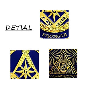 Patpaw Masonic Challenge Coin Brotherhood Freemasons Gold Blue Freemasonry Coin