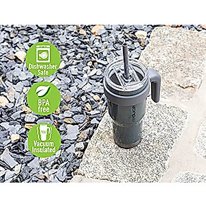 Reduce 24 oz Tumbler with Handle and Straw - Stainless Steel with Sip-It-Your-Way Lid - Keeps Drinks Cold up to 24 Hours - Sweat Proof, Dishwasher Safe, BPA Free - Glacier, Opaque Gloss