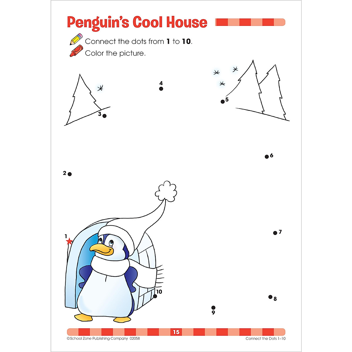 School Zone - Connect the Dots Workbook - 32 Pages, Ages 3 to 5, Preschool, Kindergarten, Dot-to-Dots, Counting, Number Puzzles, Numbers 1-10, Coloring, and More (School Zone Get Ready!™ Book Series)