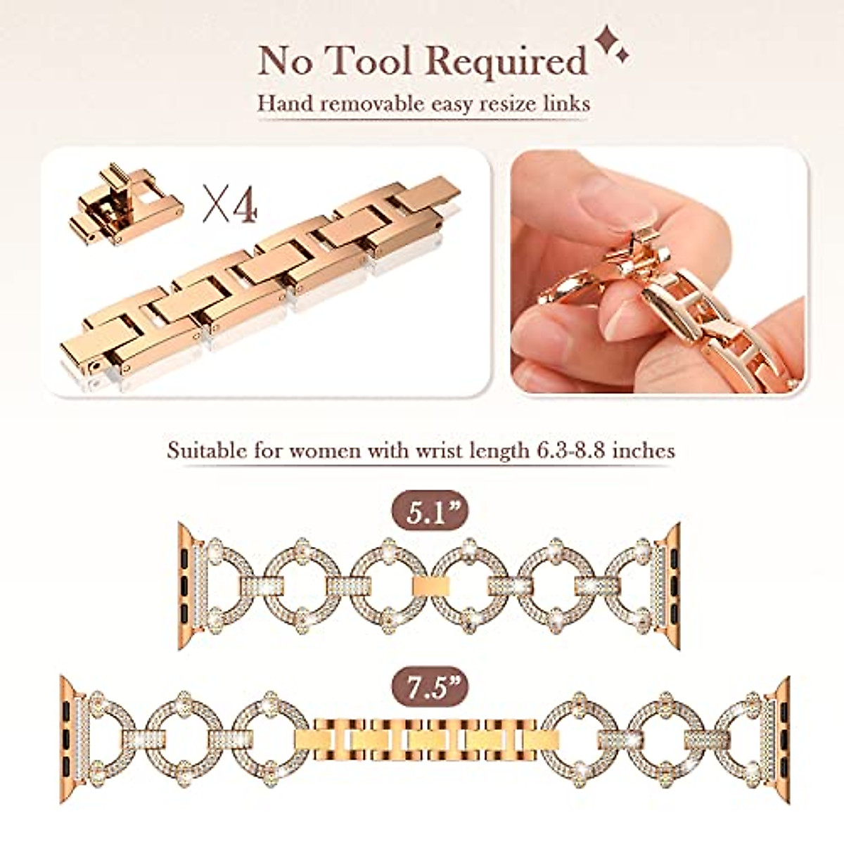 LETOID Band Compatible with Apple Watch Band 38mm 40mm 41mm 42mm 44mm 45mm 49mm, Jewelry Metal Strap with Bling Diamond Rhinestone Bracelet Wristband for iWatch Series 9 8 7 6 5 4 3 2 1 SE