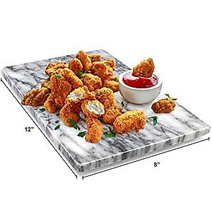 Greenco Marble Cutting Board, 8 x 12, White Marble | Meat Cutting Boards, Fruit&Cheese Board, Butcher Block | Over-the-Sink, Dishwasher Safe Chopping Board Kitchen Set | Large Kitchen Serving Tray