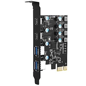 Sinefine 4 Ports PCI-E to USB 3.0 Expansion Card (2 USB Type-A and 2 USB Type-C Ports), Internal Converter PCI Express Expansion Card for Desktop PC Card, Support WindowsXP/7/8/10 and MAC OS