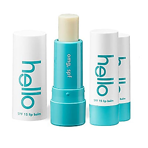 Hello Moisturizing Vegan Lip Balm SPF 15, Sweet Mint, Beeswax Free, Petrolatum Free, and Parabens Free, 0.15 Ounce (Pack of 3)