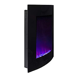 Paramount 27" Black Vertical Curved Wall Mount Electric Fireplace