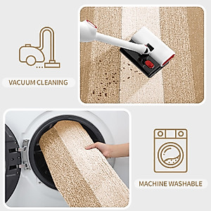 Kitinjoy Indoor Door Mat, 36x24 Non-Slip Absorbent Dirt Trapper Entrance Mat, Low-Profile Washable Inside Floor Mat, Sturdy Soft Entry Doormats for Entryway, Beige