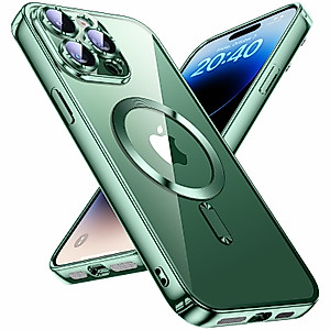 JAZZCAMEL for iPhone 13 Pro Max Case with One-Piece Lens Protection [Perfect Match for MagSafe] [with Top Class Screen Protector x1] Slim Luxury for Women Girls Men 6.7inch - Green