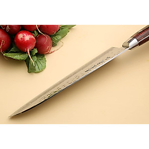 Yoshihiro VG-10 16 Layer Hammered Damascus Stainless Steel Santoku Chefs Knife (7'' (180mm))