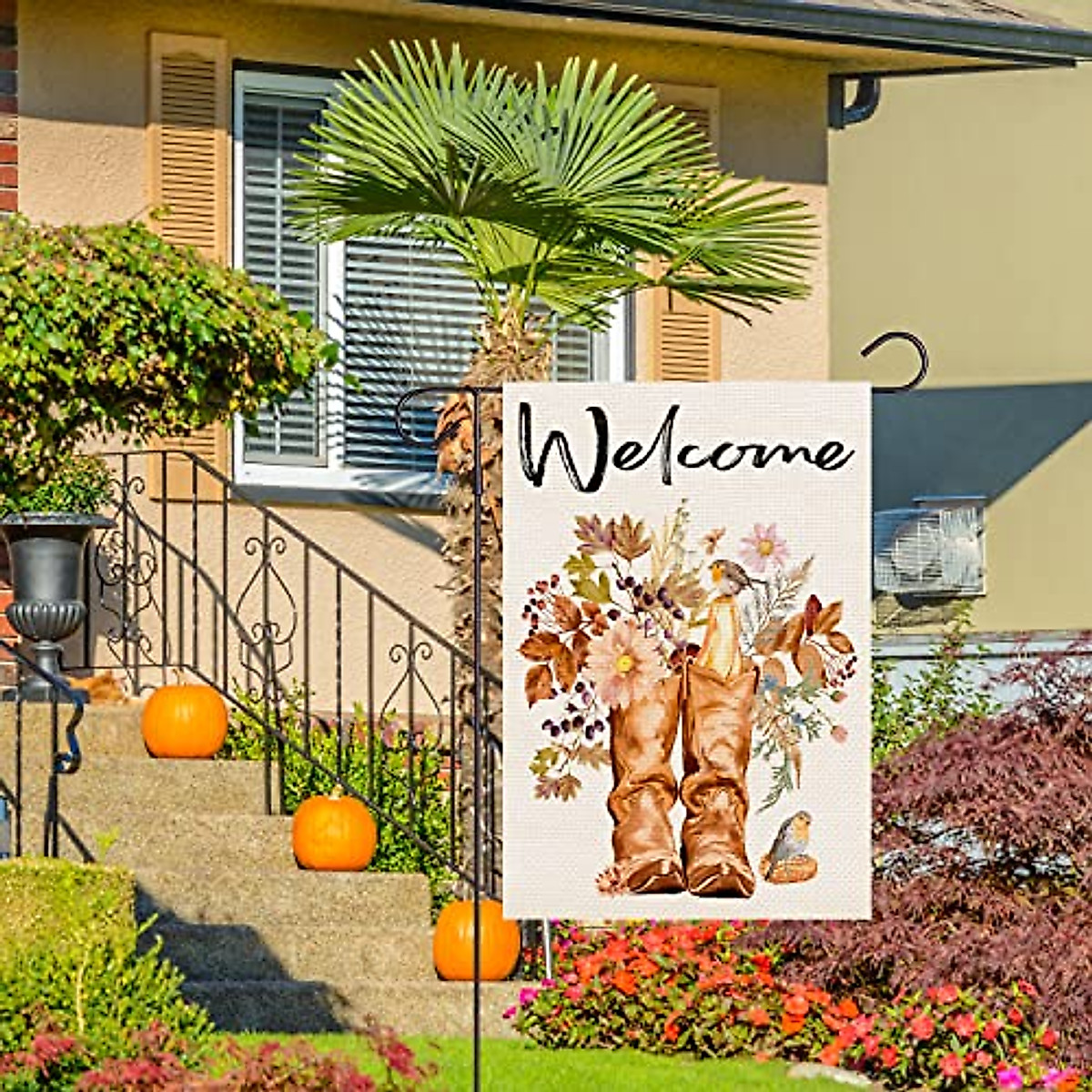 Balgardekor Welcome Boots Garden Flag Cowboys Flag Cowgirl themed garden flag decorative Flag Vertical Double Sided Flower Bird Spring Summer Autumn Fall Yard Outdoor Decor 12.5 x 18 Inches(Welcome Boots)