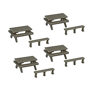 Outland Models Railroad Scenery Park/Garden Picnic Table & Bench Set 1:87 HO Scale
