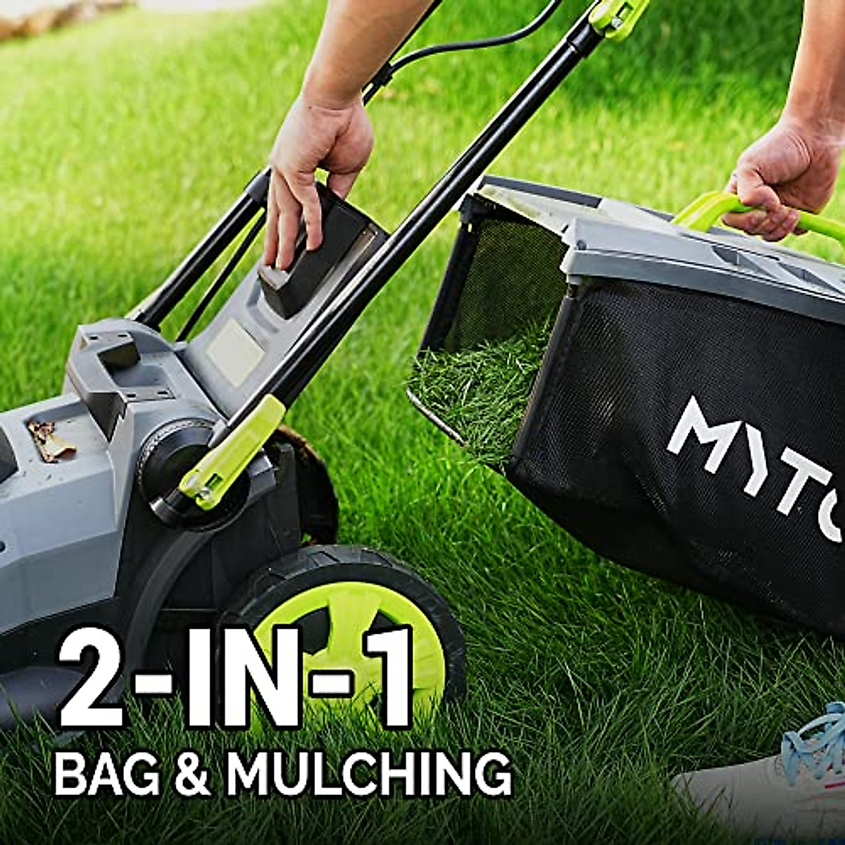 MYTOL 40V(20V X2) Cordless Lawn Mower, 16'' Lawn Mower with 4.0Ah Batteries and Charger, Brushless Motor, 6 Mowing Heights & 11.9 Gal Grass Box, Lightweight Electric Lawn Mower for Garden and Yard