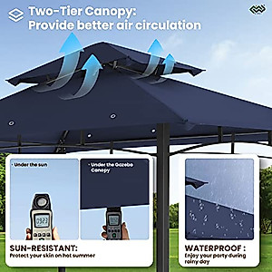 MEWAY 8x5 Outdoor Grill Gazebo Canopy, BBQ Canopy Gazebo Tent for Patio,Barbecue,Navy