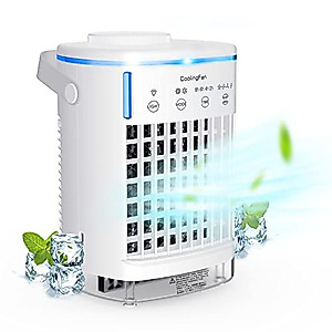 Portable Air Fan, Evaporative Air Cooler with 7 Color Light, Fans that Blow Cold Air, Personal Air Conditioner Fan for Room Office Table