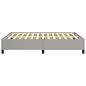 vidaXL Bed Frame Home Indoor Bed Accessory Bedroom Upholstered Wooden Double Bed Base Frame Furniture Light Gray 59.8"x79.9" Queen Fabric