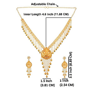 Efulgenz Indian Style Bollywood Fashion Gold Tone Wedding Bridal Pendant Locket Tassel Choker Collar Necklace Earrings Jewelry Set gold