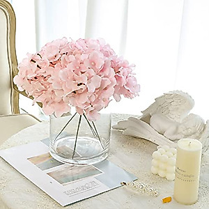 JPSOR 30pcs Hydrangea Artificial Flowers, Silk Flower Heads with Stems, Fake Flowers for Wedding Arch Centerpiece Home Decoration (Pink)