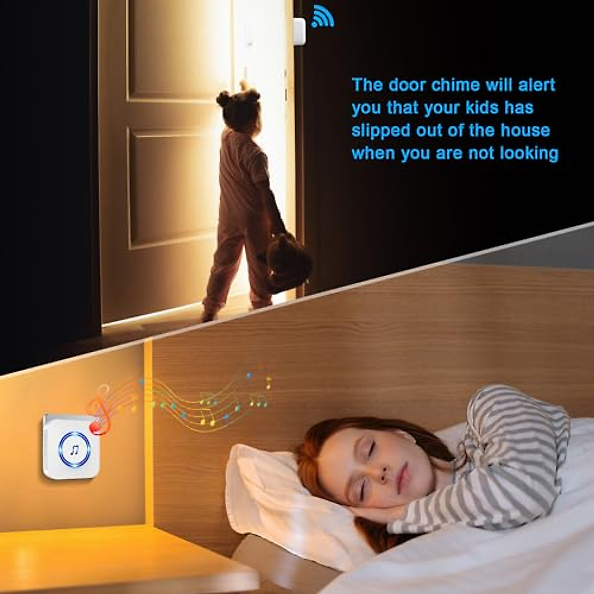 SanJie Door Chime, Door Open Contact Sensor Alarm for Business/Store/Home/Office When Entering, with 600 FT Range,55 Chimes 5 Adjustable Volume 2 Receivers +2 Sensors