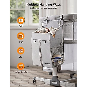 besrey 5 in 1 Baby Bassinet Bedside Sleeper, Playpen with Bassinet & Baby Cradle, 0-18 Months (Without Stars Printing on The 360° Mesh)