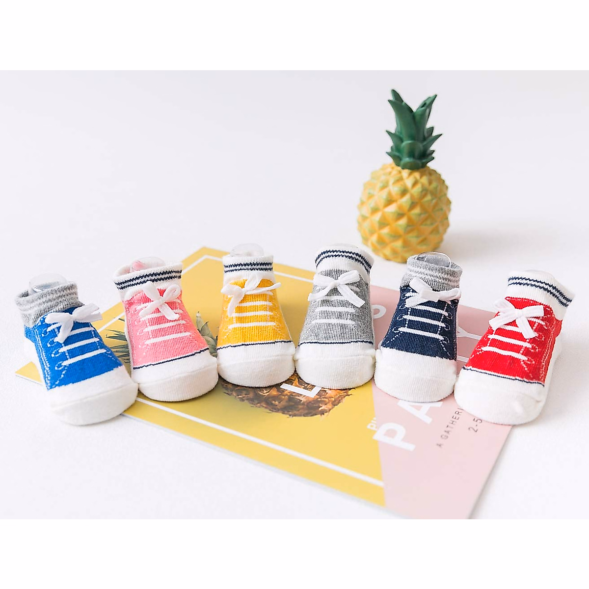 Zumou Baby Infant Anti Slip Non Skid Boys Sports Sneaker Shoe Socks 6 Pairs (0-6 Months, Colorful 6 Pairs)